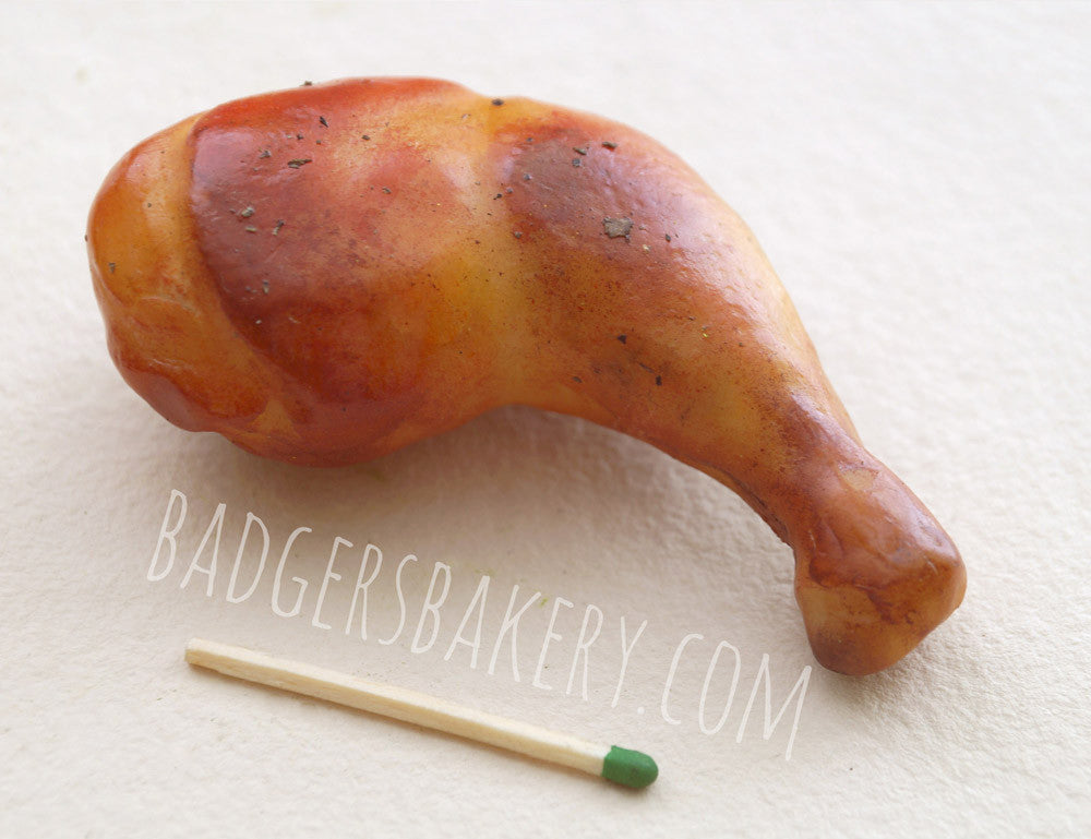 Miniature Roast CHICKEN LEG, Baked or BBQ, Doll and Dollhouse Food ...