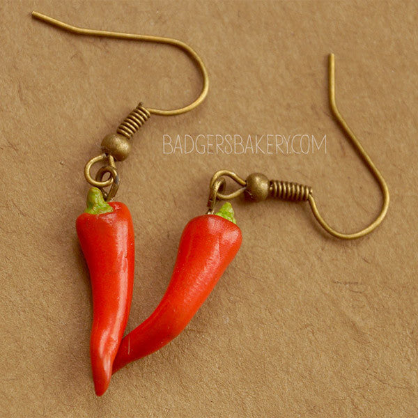 CHILI PEPPER Earrings, Red or Green, Spicy Hot Food Jewelry – Badger's ...