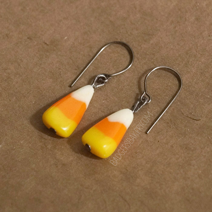 CANDY CORN EARRINGS - Halloween Jewelry – Badger's Bakery