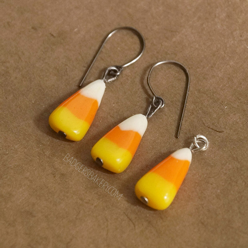 CANDY CORN EARRINGS - Halloween Jewelry – Badger's Bakery