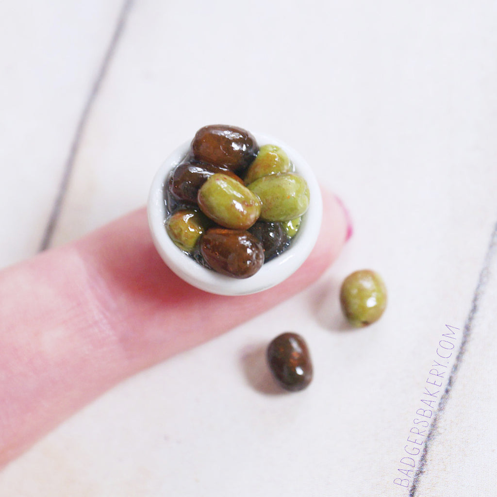 Miniature OLIVES BOWL, 1/6 Scale Dollhouse Tapas, Playscale Food ...